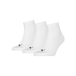 Kurzsocken Puma "Puma UNISEX QUARTER PLAIN 3P", Herren, Gr. 35-38, wei&szlig; (3x wei&szlig;), Baumwollmischung, unifarben, elastisch, Socken, Atmungsaktiv, Rippenb&uuml;ndchen, weiche Baumwollmischung