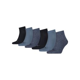 Kurzsocken Puma "Puma UNISEX QUARTER PLAIN 6P ECOM", Herren, Gr. 43-46, blau (blau combo), Baumwolle, Baumwollmischung, Elasthan, Polyamid, meliert, unifarben, elastisch, Socken, mit Rippb&uuml;ndchen