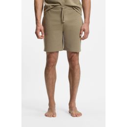 Pyjamashorts BOSS "Waffle Shorts", Herren, Gr. S, N-Gr, open braun 245, Jersey, Obermaterial: 60% Baumwolle, 40% Polyester, lang, Hosen