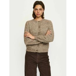 Soft Rebels Damen Cardigan "Soft Rebels Sweater SRAllison"024 falcon melange, Gr. S, Obermaterial: 50% Nylon, 32% Wolle, 15% Alpaka, 3% Elasthan,