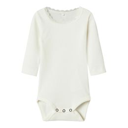 Langarmbody name it "NBFKAB LS BODY NOOS", Jungen, Gr. 62, N-Gr, cloud dancer, Jersey, Obermaterial: 57% Baumwolle, 38% Modal, 5% Elasthan, unifarben, normal, Rundhals, Bodys