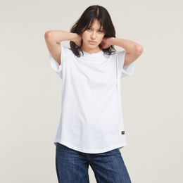 G-Star Raw T-Shirt G-STAR "Lash fem loose", Damen, Gr. L, wei&szlig;, Jersey, Obermaterial: 100% Baumwolle, unifarben, loose fit, Rundhals, mit Umschlag, Shirts T-Shirt, mit fixiertem Umschlagsaum