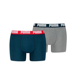 Boxershorts Puma "Puma MEN EVERYDAY BASIC BOXERS 2P", Jungen, Gr. M, blau (sailor blau), Jersey, Obermaterial: 95% Baumwolle, 5% Elasthan, körpernah, Unterhosen, mit Puma Webbund