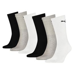 Socken Puma "Puma UNISEX CREW SOCK 6P ECOM", Damen, Gr. 43-46, grau (grau combo), Baumwollmischung, Socken Socken, Cat-Logo, Frottee-Sohle, Ripp-B&uuml;ndchen