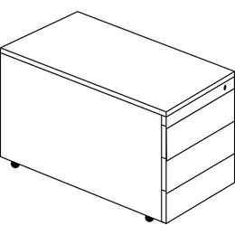 Mauser Schubladencontainer mit Rollen, HxT 529 x 800 mm, Kunststoffplatte, 3 Schubladen, anthrazitgrau / lichtgrau / lichtgrau