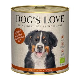 DOG&rsquo;S LOVE Dog's Love Bio Rind mit Reis, Apfel und Zucchini Hunde-Nassfutter ohne Farbstoffe 6x800g