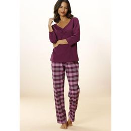 Vivance Dreams Pyjama rot Gr. 36/38 f&uuml;r Damen. Mit V-Ausschnitt. Nachhaltig.