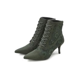 Lascana Schn&uuml;rstiefelette gr&uuml;n Gr. 38 f&uuml;r Damen. Mit Spitze
