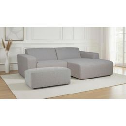 OTTO home Ecksofa &raquo;Koa,228cm, L-Form, Modulsofa, Webstoff, Cord, Struktur, Chenille&laquo; Designsofa, Set, Hocker inklusive, weicher Lounge-Sitzkomfort 