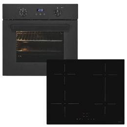 Exquisit Backofen-Set &raquo;EBE367-H-120 mattschwarz&laquo; Set, 2 Stk. tlg. Matt Backofen steckerfertig, Kochfeld mit Anschlusskabel &ndash; f&uuml;r sofortigen Einsatz