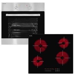 Exquisit Backofen-Set &raquo;EBE 555-1.1&laquo; Set, 2 Stk. tlg. Inox Backofen steckerfertig, Kochfeld mit Anschlusskabel &ndash; f&uuml;r sofortigen Einsatz