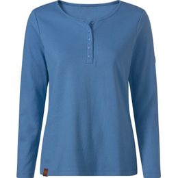 CR&Eacute;ATION L Damen Rundhalsshirt in gerippter Baumwoll-Qualit&auml;t mittelblau Gr&ouml;&szlig;e 38
