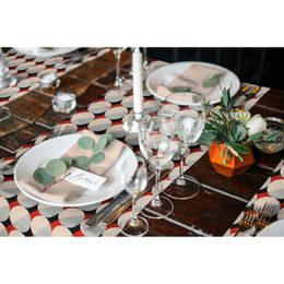 Adam Tischl&auml;ufer &raquo;Circles&laquo; GOTS organic, zertifiziert durch CERES 0242Made in Germany hellgrau, natur, orange Obermaterial: 100% Baumwolle B/L: 150...