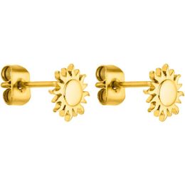 PURELEI Paar Ohrstecker &raquo;Schmuck Geschenk Solea Sonne Ohrringe&laquo; gelbgoldfarben 7,5 mm Kleine Ohrringe im Sonnendesign