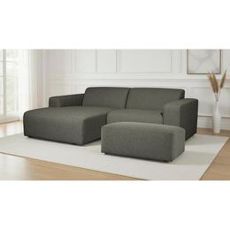 OTTO home Ecksofa &raquo;Koa,228cm, L-Form, Modulsofa, Webstoff, Cord, Struktur, Chenille&laquo; Designsofa, Set, Hocker inklusive, weicher Lounge-Sitzkomfort 