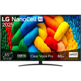 LG LED-Fernseher »65NANO81T6A« 164 cm/65 ′′ Smart-TV schwarz Leistungsstarker α5 Gen7 4K AI-Prozessor mit 4K Upscaling und Dynamic Tone Mapping für...