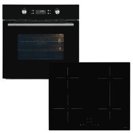 Exquisit Backofen-Set &raquo;EBEP697-H-030 schwarz&laquo; Pyrolyse-Selbstreinigung Set, 2 Stk. tlg. Schwarz Backofen steckerfertig, Kochfeld mit Anschlusskabel...