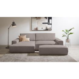 Home Affaire Polsterecke &raquo;SHERWOOD XXL tief, L-Form, Schlaffunktion, Bigsofa, Cord, Leinenoptik&laquo; stellbar zum Schlafsofa (Krokodilverbinder), Cord, 