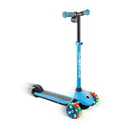 Globber E-Scooter »ONE K E-MOTION 4 PLUS, mit Leuchtrollen« 10 km/h hellblau Duales Bremssystem mit E-ABS und mechanischer Hinterradbremse