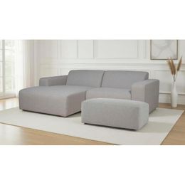 OTTO home Ecksofa &raquo;Koa,228cm, L-Form, Modulsofa, Webstoff, Cord, Struktur, Chenille&laquo; Designsofa, Set, Hocker inklusive, weicher Lounge-Sitzkomfort 