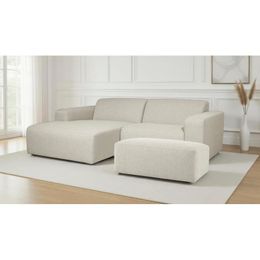 OTTO home Ecksofa &raquo;Koa,228cm, L-Form, Modulsofa, Webstoff, Cord, Struktur, Chenille&laquo; Designsofa, Set, Hocker inklusive, weicher Lounge-Sitzkomfort 