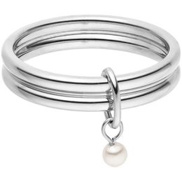 PURELEI Fingerring &raquo;Schmuck Geschenke Pure Pearl Ring&laquo; mit Muschelperle edelstahlfarben-wei&szlig; 54 Doppelreihiger Ring mit Perle - das absolute...