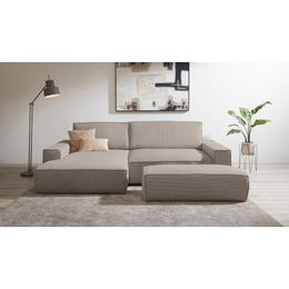 Home Affaire Polsterecke &raquo;SHERWOOD XXL tief, L-Form, Schlaffunktion, Bigsofa, Cord, Leinenoptik&laquo; stellbar zum Schlafsofa (Krokodilverbinder), Cord, 
