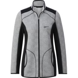 Damen Strickfleecejacke mit Kontrasteins&auml;tzen anthrazit-wei&szlig; Gr&ouml;&szlig;e 36/38