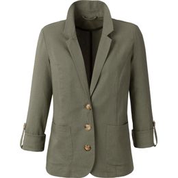 CR&Eacute;ATION L Damen Blazer mit Kn&ouml;pfen in Horn-Optik khaki Gr&ouml;&szlig;e 48