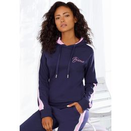 Vivance Hoodie, 1 Stk. Hoodie mit Kontrast Eins&auml;tzen, Loungeanzug blau, rosa 36/38 36/38 Sweat Hoodie mit Front-Print
