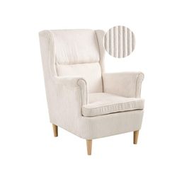 Beliani Ohrensessel ABSON in Beige/Braun - (W) 64 x (H) 100 x (L) 65 cm | Gr.: onesize