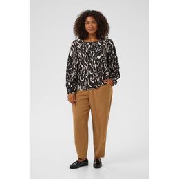 Kaffe curve Langarm-Bluse KCmilina Regular fit in Black/Brown Graphic Animal | Gr.: 50