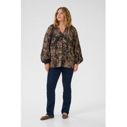 Kaffe curve Kurzarm-Bluse KCjamia Regular fit in Brown Graphic Print | Gr.: 44