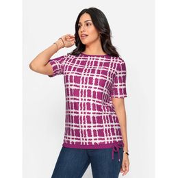 WITT WEIDEN Kurzarmshirt in magenta-ecru-bedruckt | Gr.: 36