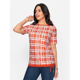 WITT WEIDEN Shirt in orange-ecru-bedruckt | Gr.: 38