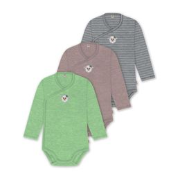 Normani Outdoor Sports 3er Set Baby-Body Wickelbody Toddler-Bodysuit in Grau/Rosa/Gr&uuml;n | Gr.: 86