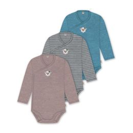 Normani Outdoor Sports 3er Set Baby-Body Wickelbody Toddler-Bodysuit in Blau/Grau/Rosa | Gr.: 80