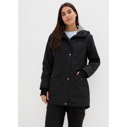 bonprix wasserdichte 3in1 Longjacke mit praktischen Taschen, schwarz, Gr.38, Wasserdichter 3 in 1 Parka und praktischen Taschen, aus Fleece