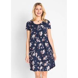 bonprix Kurzes Jerseykleid aus softem Viskose-Mix, blau, Viskose