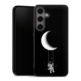 DeinDesign Galaxy S25 Handy Silikon Hülle Case schwarz Handyhülle Black & White Moon Astronaut