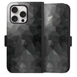 DeinDesign iPhone 15 Pro Handy Klapphülle Handyhülle aus Kunst Leder schwarz Flip Case Muster Mosaic Tarnmuster Sideflip mit Lasche