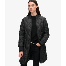 Superdry Damen Lang Geschnittener Studios Mantel Schwarz - Gr&ouml;&szlig;e: 44 208221850056402A025