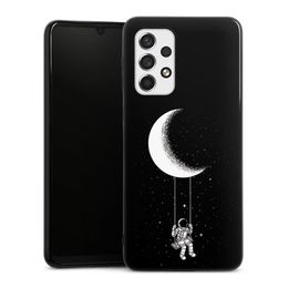 DeinDesign Galaxy A33 5G Handy Silikon H&uuml;lle Case schwarz Handyh&uuml;lle Black & White Moon Astronaut