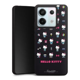 DeinDesign Xiaomi Redmi Note 13 Pro 5G Handy Premium Silikon H&uuml;lle Handyh&uuml;lle schwarz Case Kindheit Merchandise Hello Kitty Silikon Premium Case
