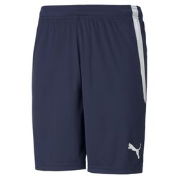 Trainingsshorts Puma "TEAMLIGA SHORTS", Herren, Gr. XXL, N-Gr, blau (peacoat, Puma wei&szlig;), Interlock, Obermaterial: 100% Polyester, unifarben, regular fit normal, Hosen