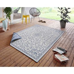 Teppich Hanse Home "LEYTE Wendeteppich" Gr. 31, beige (creme, blau), B:160cm H:5mm L:230cm, Polypropylen (PP), Teppiche, Teppich, In-& Outdoor, Teppich, Vintage, Wetterfest, Balkon, Garten, Wohnzimmer