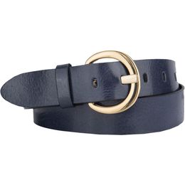 Bernd Götz Ledergürtel BERND GÖTZ, Damen, Gr. 105, blau (dunkelblau), Rindsleder, unifarben mit Farbeinsatz, Gürtel Ledergürtel, mit goldener Dornschließe