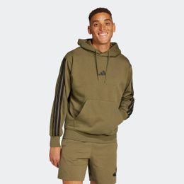 Kapuzensweatshirt adidas Sportswear "M 3S FL HD", Damen, Gr. M, gr&uuml;n (olive strata, schwarz), Obermaterial: 55% Baumwolle, 36% Polyester, 9% Viskose, Sweatshirts