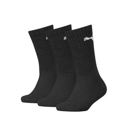 Socken Puma "Puma KIDS CREW SOCK 3P", Damen, Gr. 35-38, schwarz (3x schwarz), Baumwollmischung, Elasthan, Polyamid, unifarben, elastisch, Socken, Junior mit klassischer Rippe