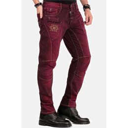 Cipo & Baxx Slim-fit-Jeans CIPO & BAXX "Jeans", Herren, Gr. 31, Länge 32, rot (burgundy), 98% Baumwolle, 2% Elasthan, unifarben, slim fit lang, Jeans Slim-fit-Jeans, im Antique-Look, CD-479